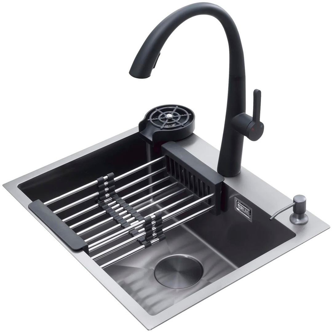 Fregador de 76 x 51 x 22cm Acero Inox con Griferia Black – Arte Cocinas ...